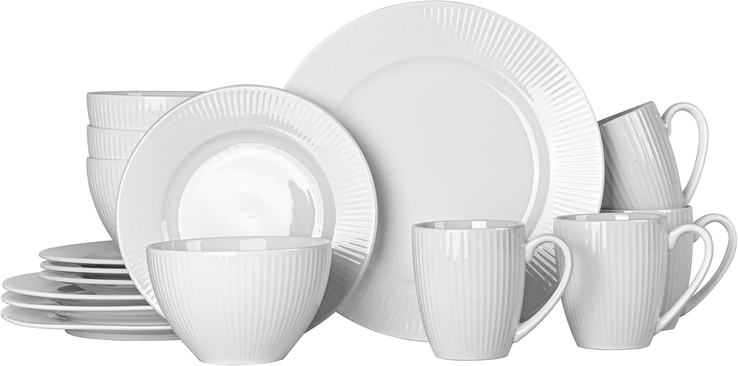16 Piece Porcelain Dinnerware Set, Premium Plates and Bowls Sets,Mugs ...
