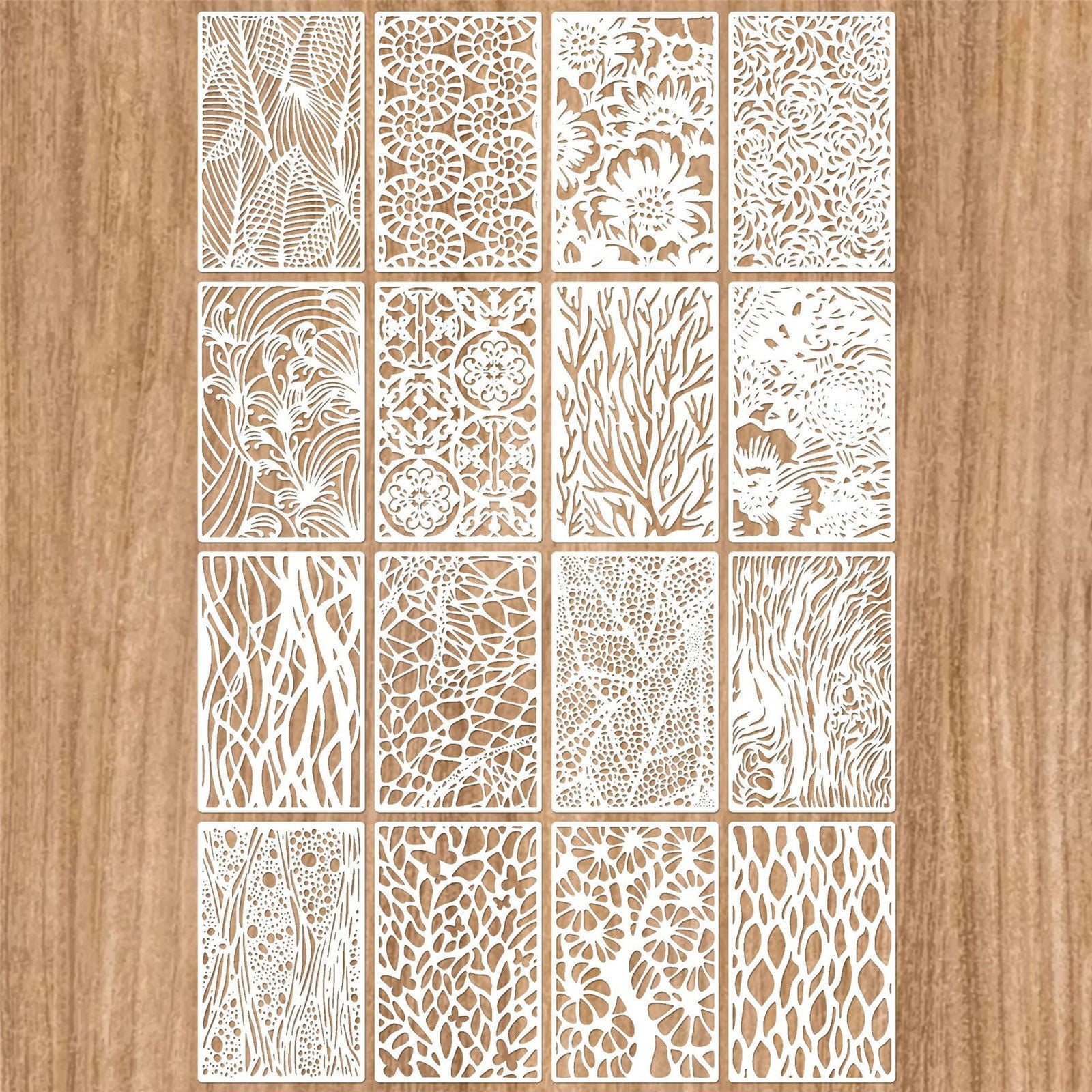 16 Piece Reusable Painting Stencils – Large PET Craft Templates For ...