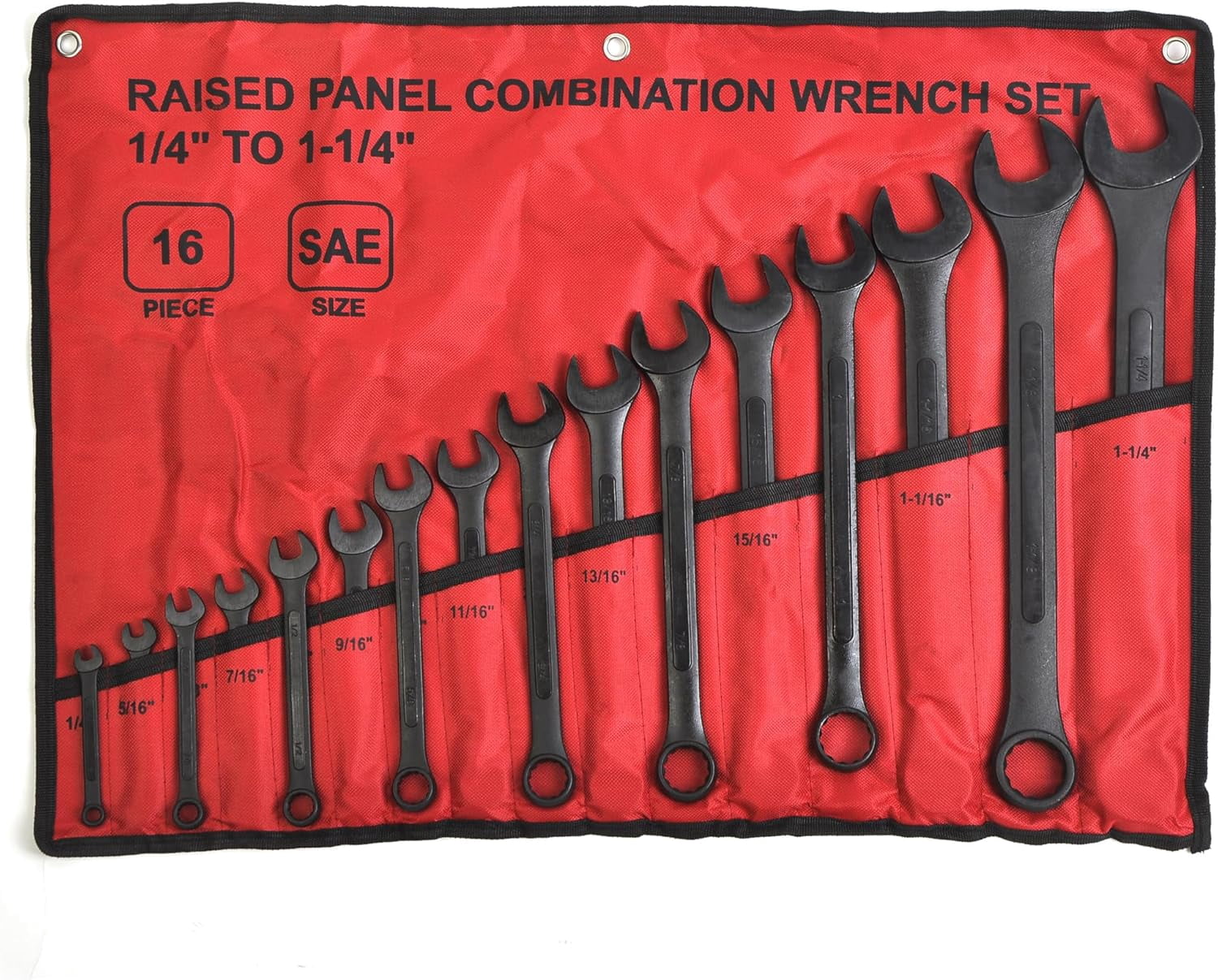 16 Piece SAE Combination Wrench Set, 1/4" to 1-1/4" SAE Wrench Set with ...