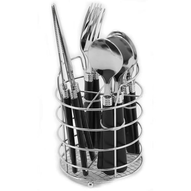 16 Piece Sensations II Plastic Handle Flatware Set, Black - Walmart ...