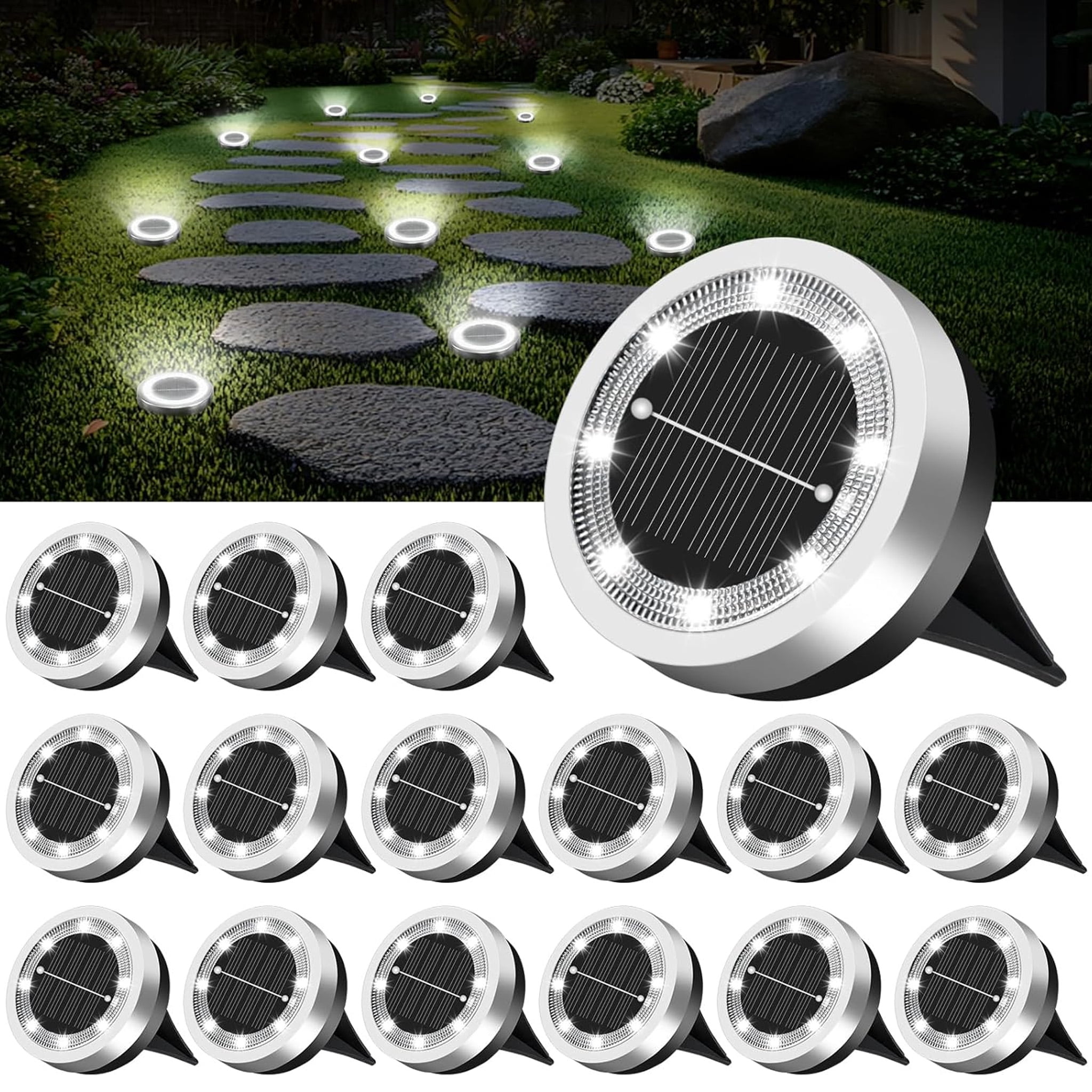 16-Piece Solar Acoustic Technology Ground Light Set — Christmas ...