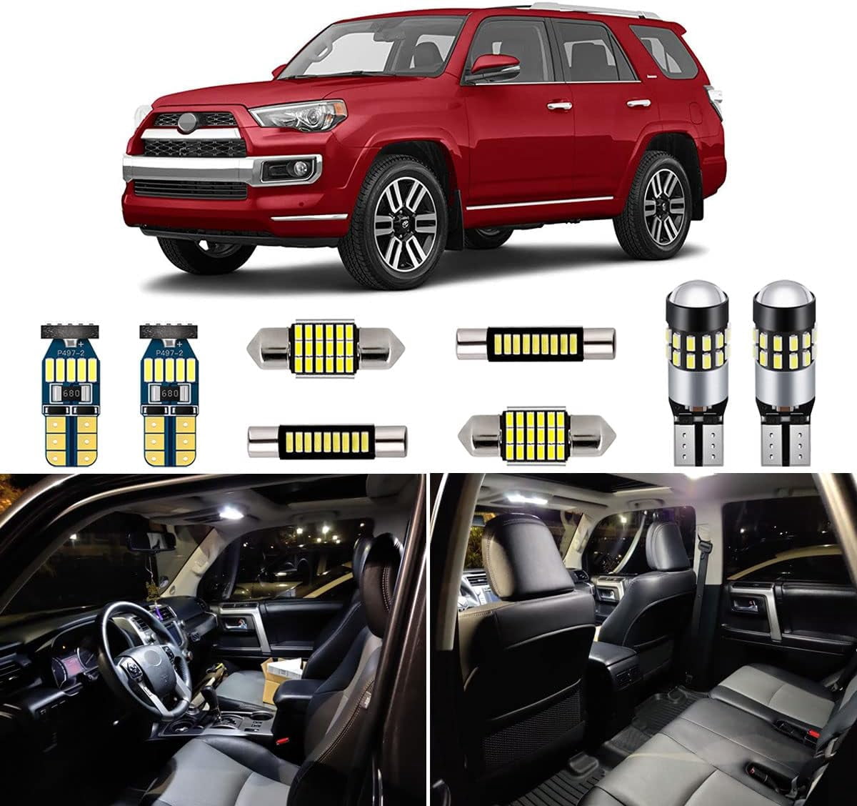 16 Piece White Interior LED XIULINs Kit for Toyota 4Runner 2010 2011 ...