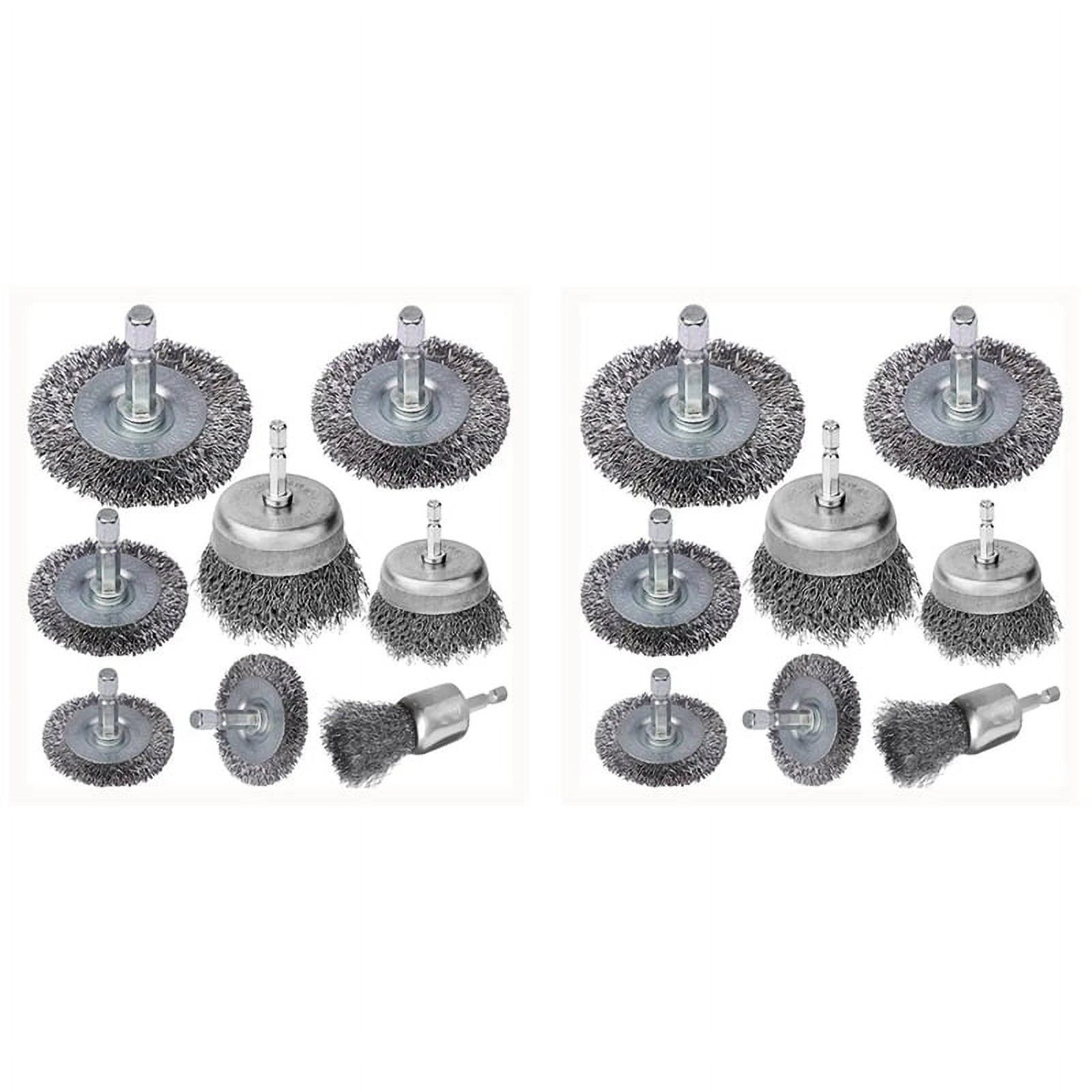 16 Piece Wire Brush Wheel Cup Set 1/4Inch Hex Shank Coarse Crimped ...