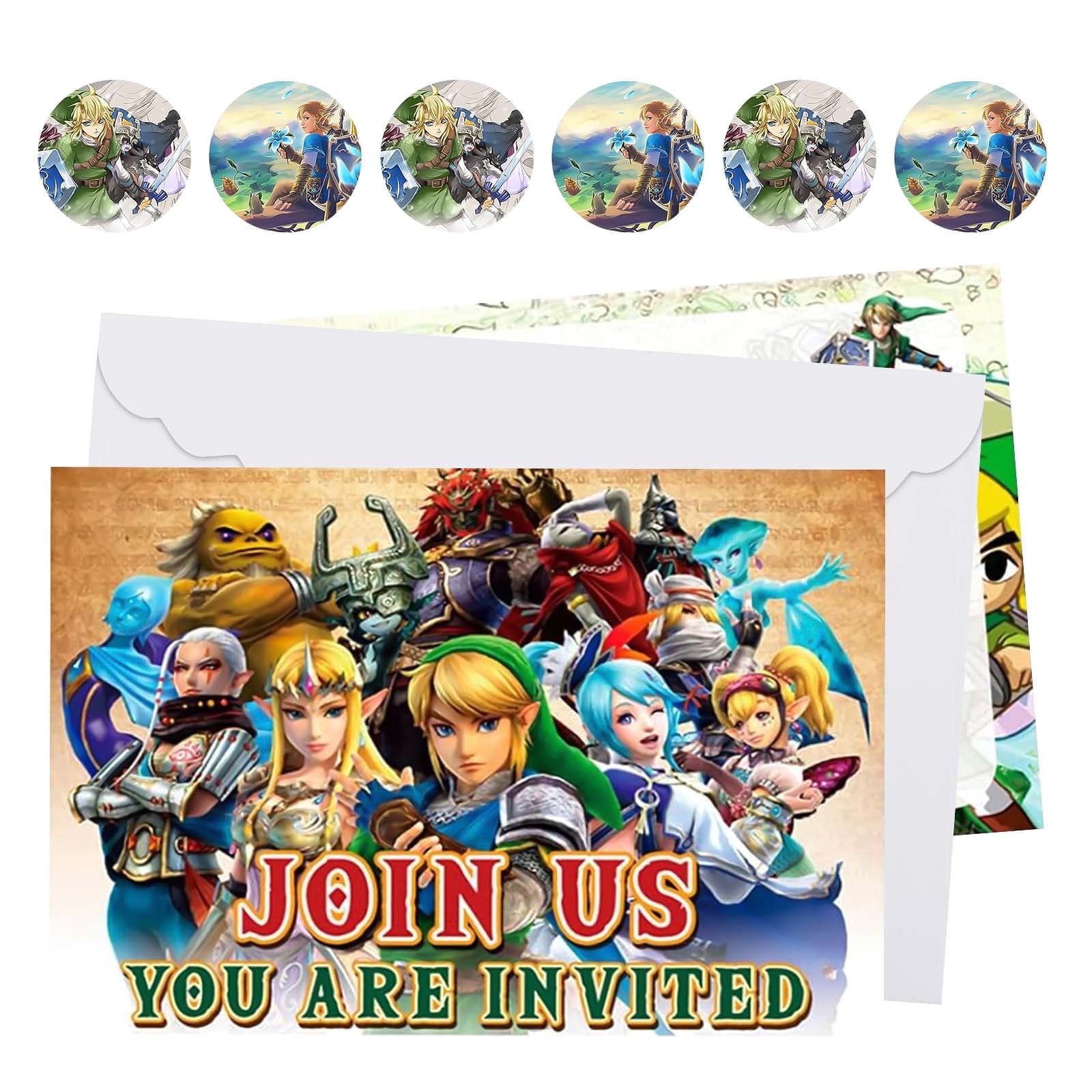 16-Piece Zelda Themed Birthday Invitations with Envelopes and Stickers ...