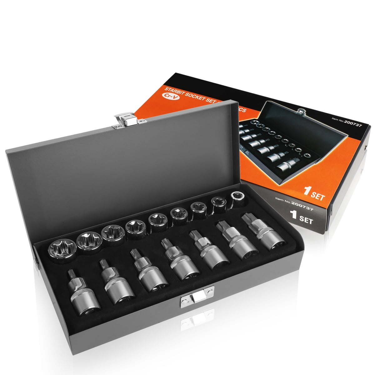 16 Pieces 1/2-Inch Drive External & Internal Torx Socket Set - T30 to ...