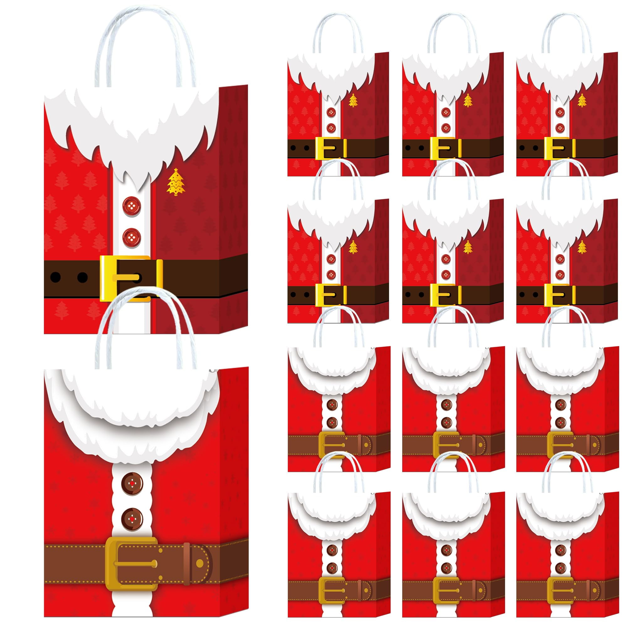 16 Pieces Christmas Gift Bags - Durable Kraft Paper, Perfect for ...