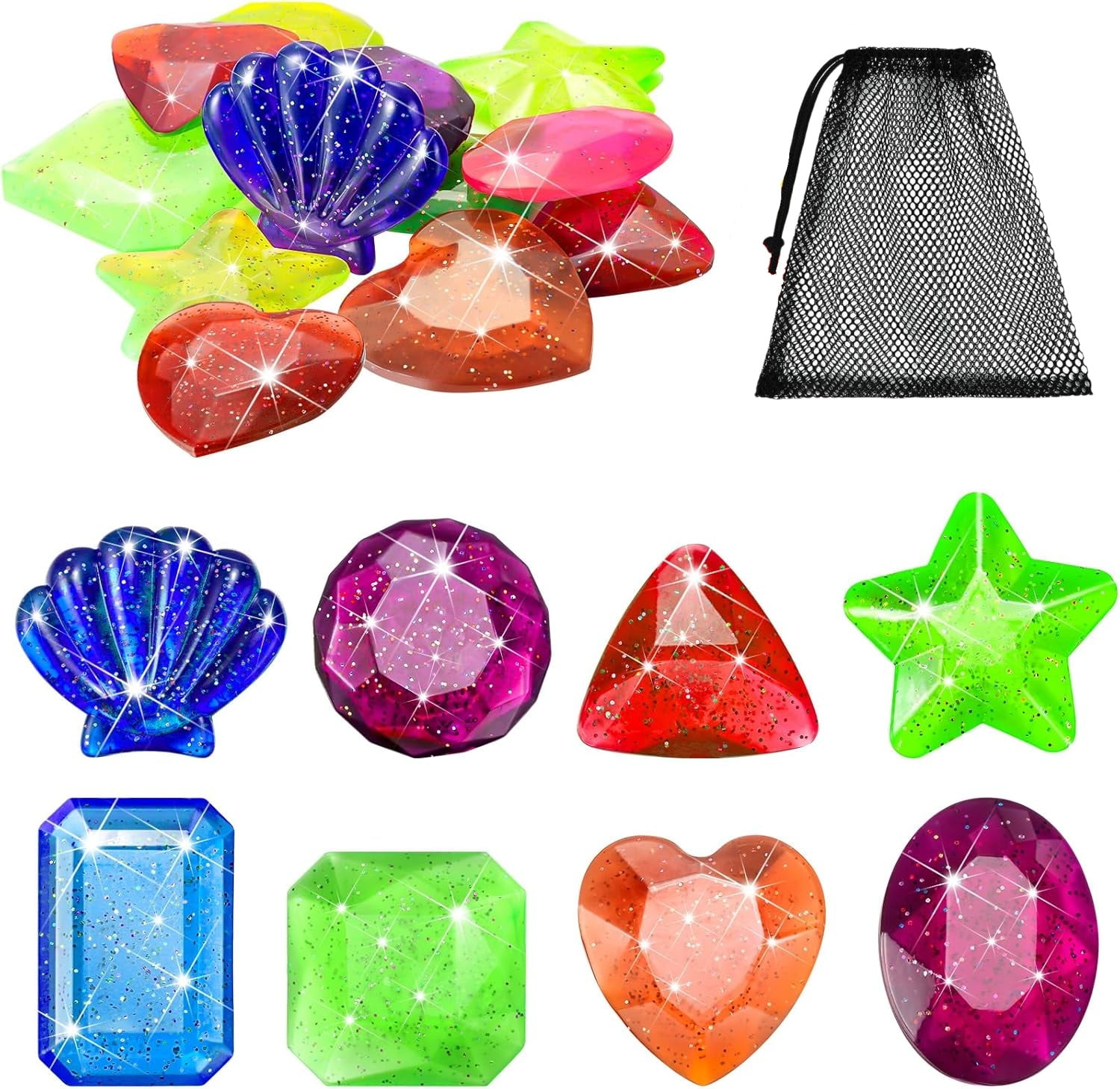 TYMZDYN 16 Pieces Dive Gem Pool Toys, Sinking Diving Crystals, Colorful ...