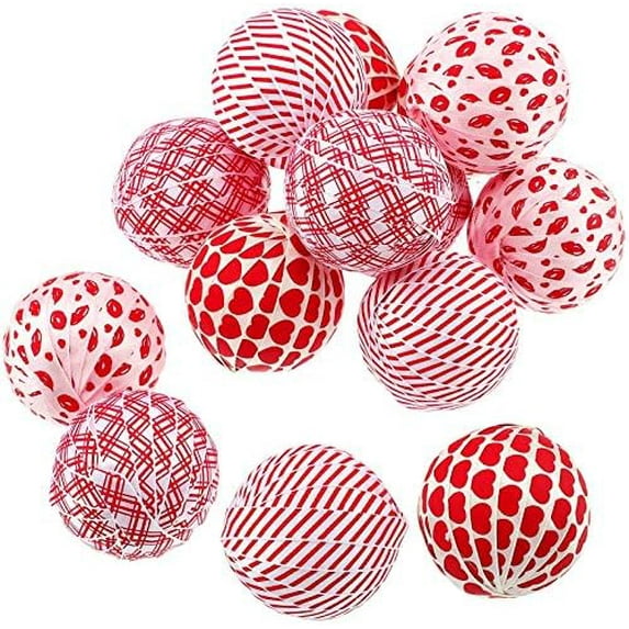 16 Pieces Fabric Wrapped Balls Valentine‘s Day Fabric Rag Balls ...