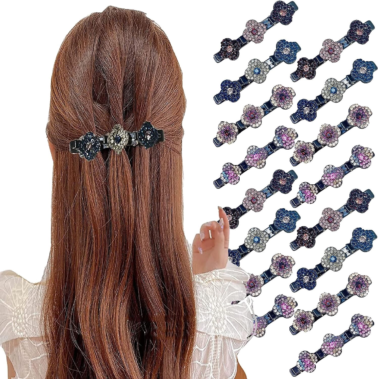 16 Pieces Four Leaf Clover Duck Beak Clips, Satin Fabric Hair Bands for ...