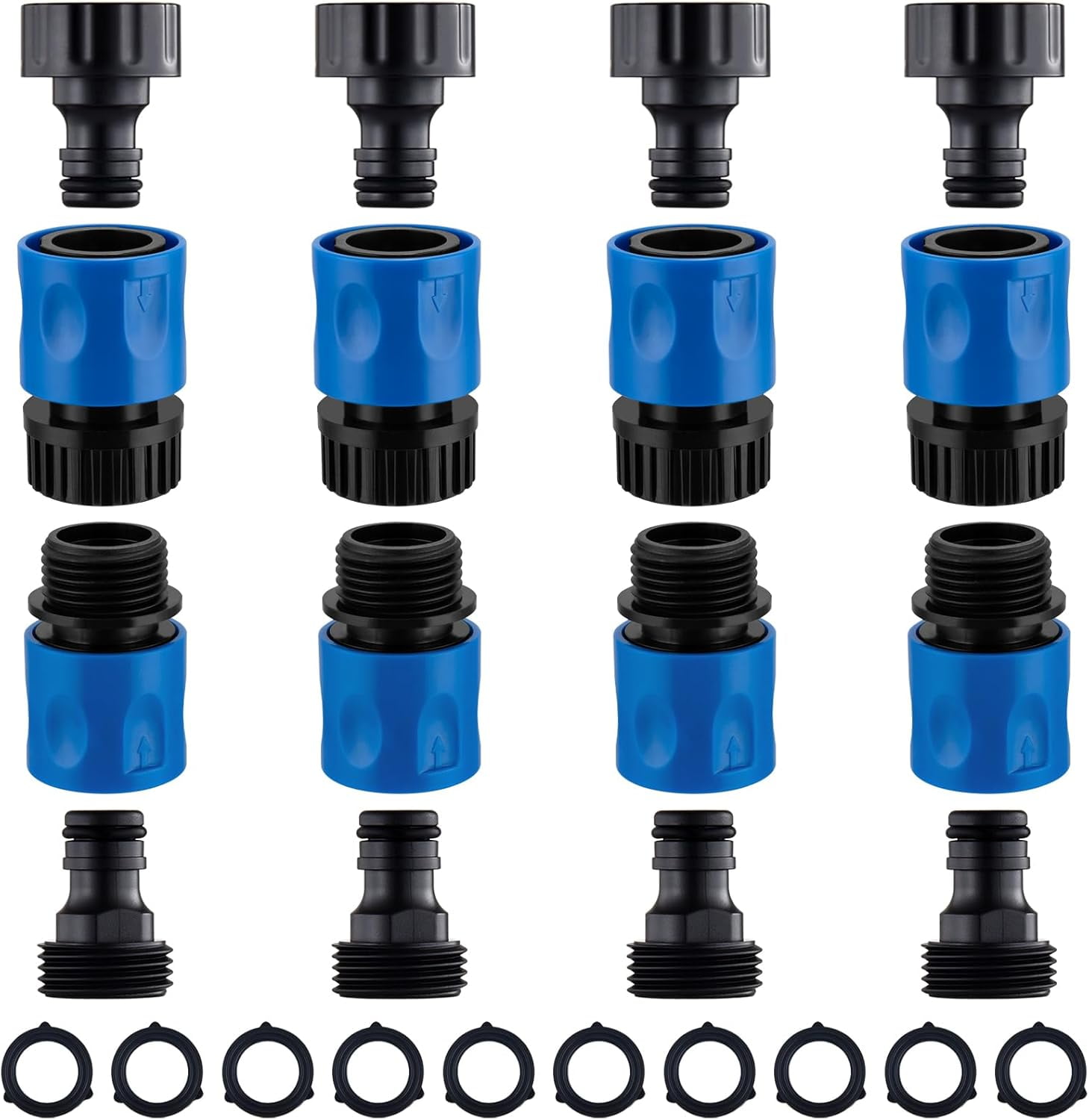 16 Pieces Garden Hose Quick Connect Fittings 3/4 Inch Plastic Water ...