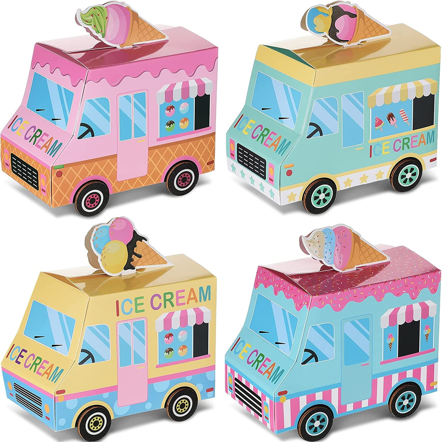 16 Pieces Ice Cream Party Favor Boxes Ice Cream Truck Shape Treat Boxes ...