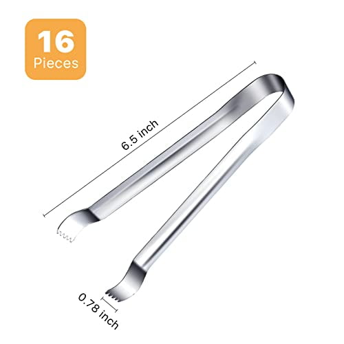 16 Pieces Ice Tongs, 6.5 Inch Ice Tongs for Ice Bucket, Stainless Steel ...
