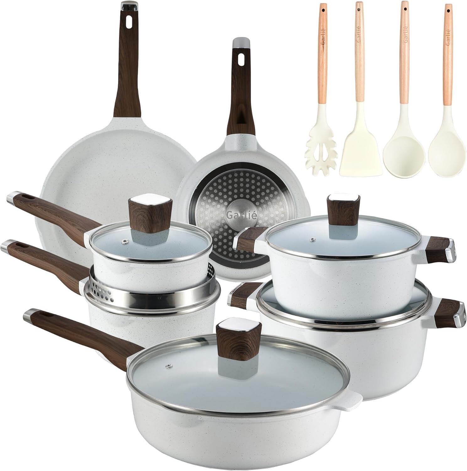 16 Pieces Kitchen Cooking Pots & Pans Set, Nonstick Induction Cookware ...