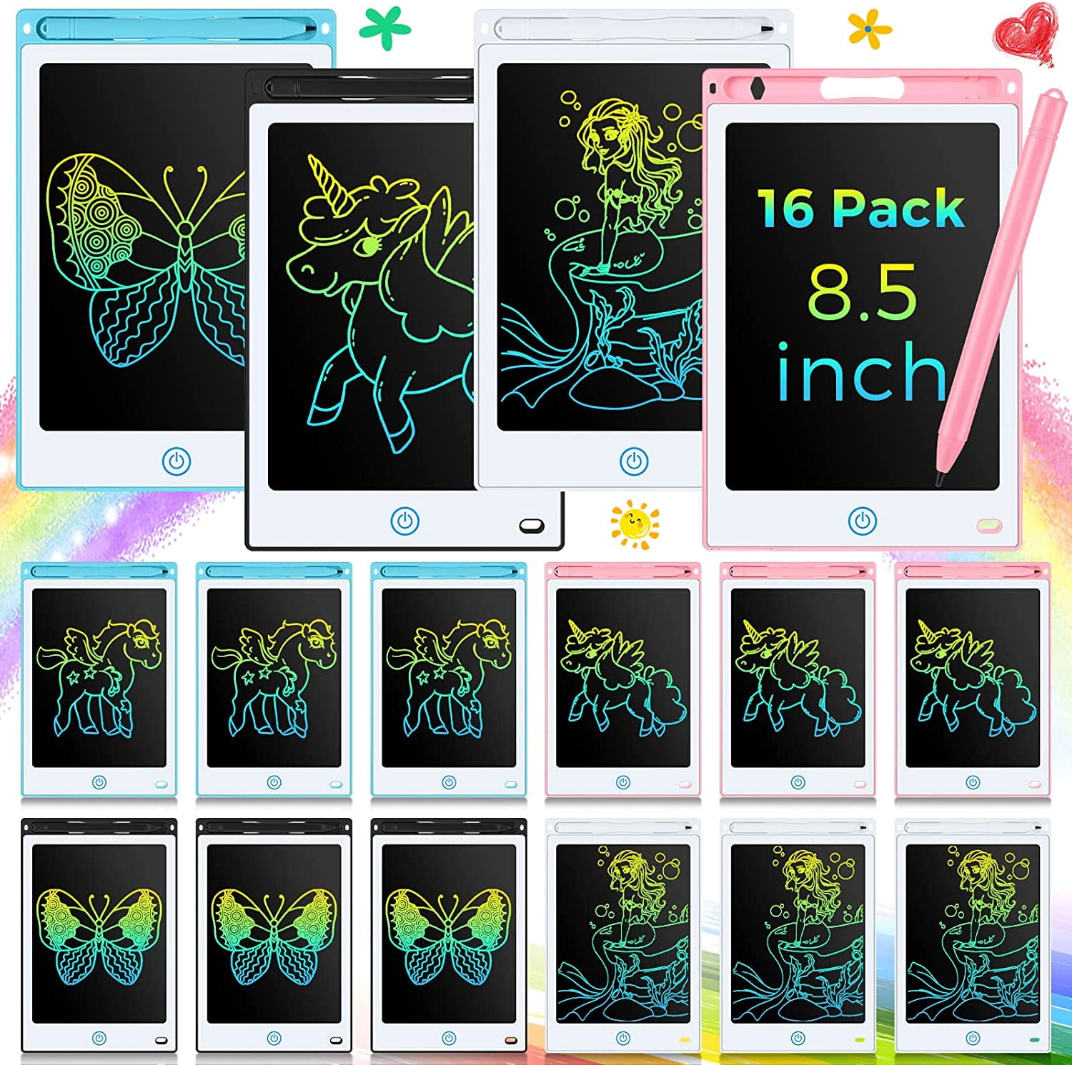 16 Pieces LCD Writing Tablet Doodle Pad for Kids 8.5 Inch LCD Drawing ...