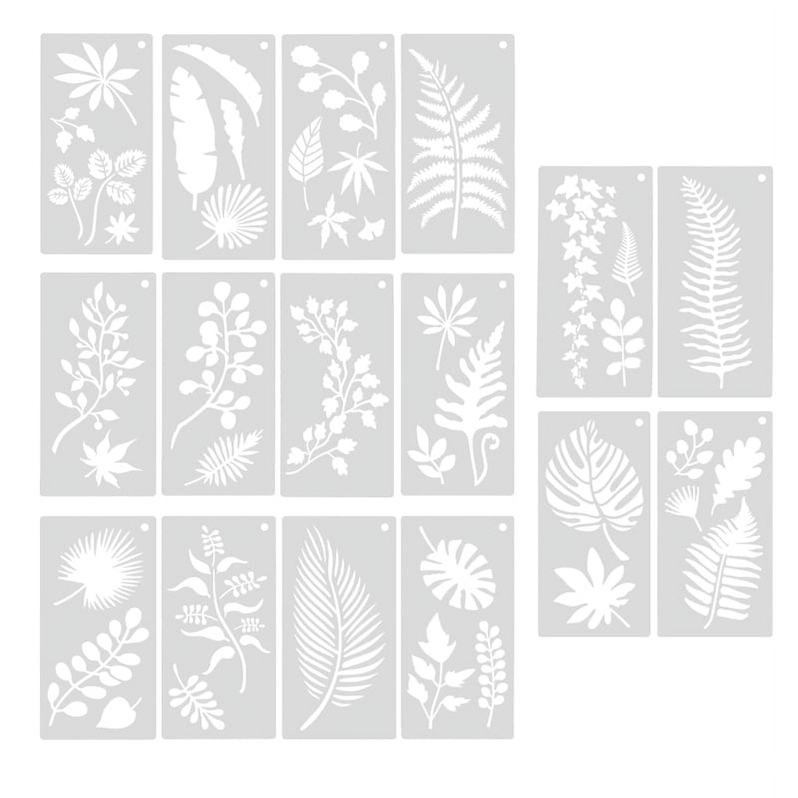 16 Pieces Leaves Stencil Reusable Sheet Painting Wall Leaf Pattern ...