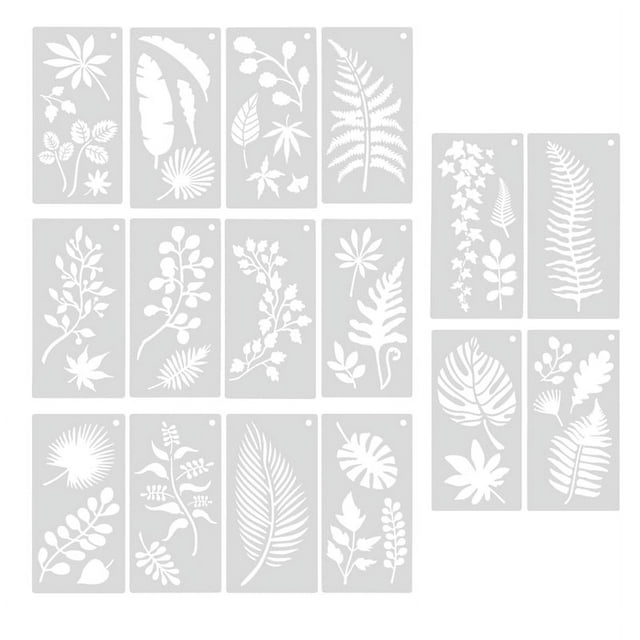 ckepdyeh 16 Pieces Leaves Stencil Reusable Sheet Painting Stencil Sheet ...