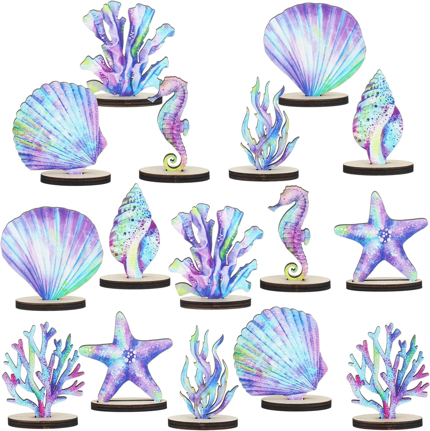 16 Pieces Mermaid Party Supplies Mermaid Birthday Wood Table ...