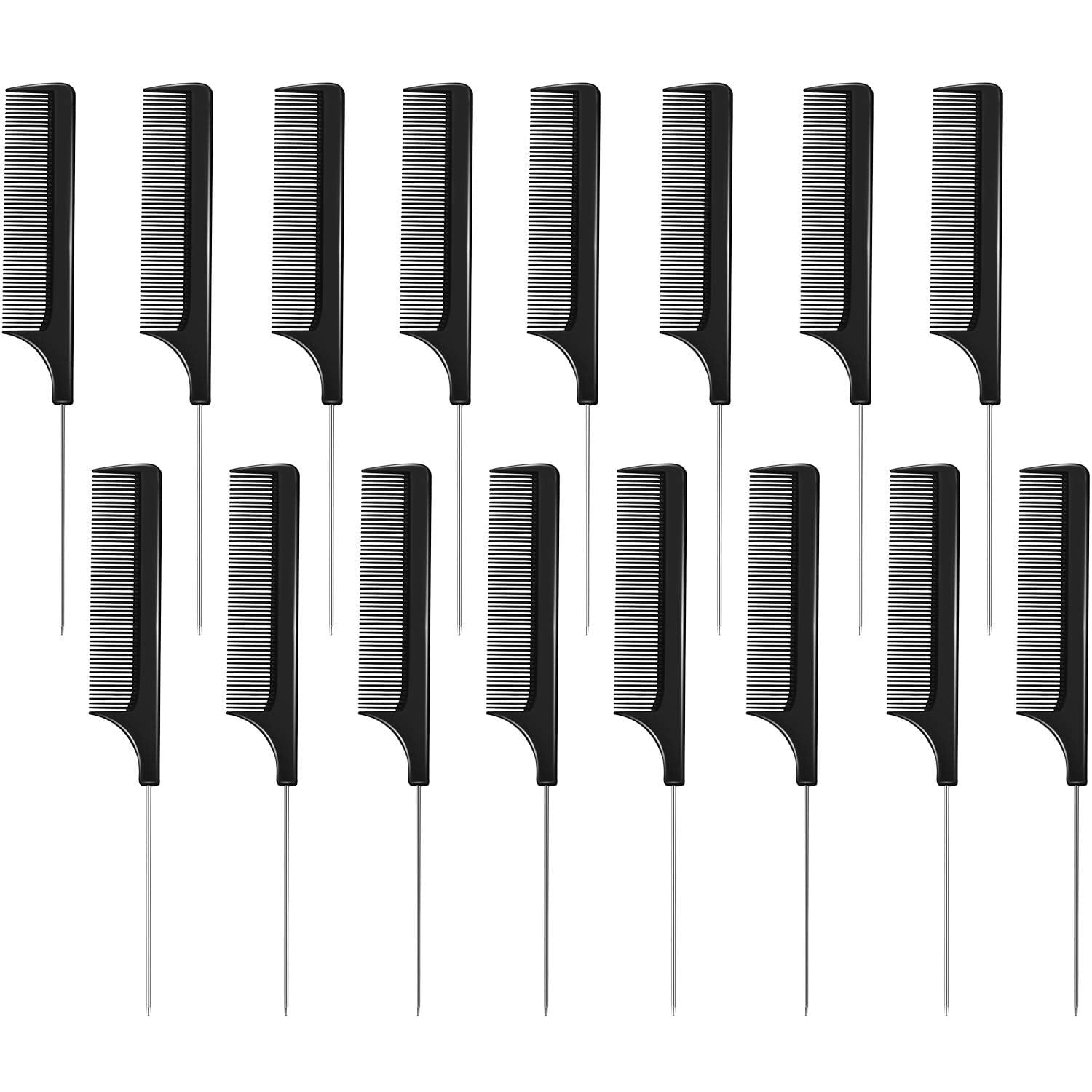 16 Pieces Metal Rat Tail Combs Foiling Comb Pintail Hair Combs Salon ...