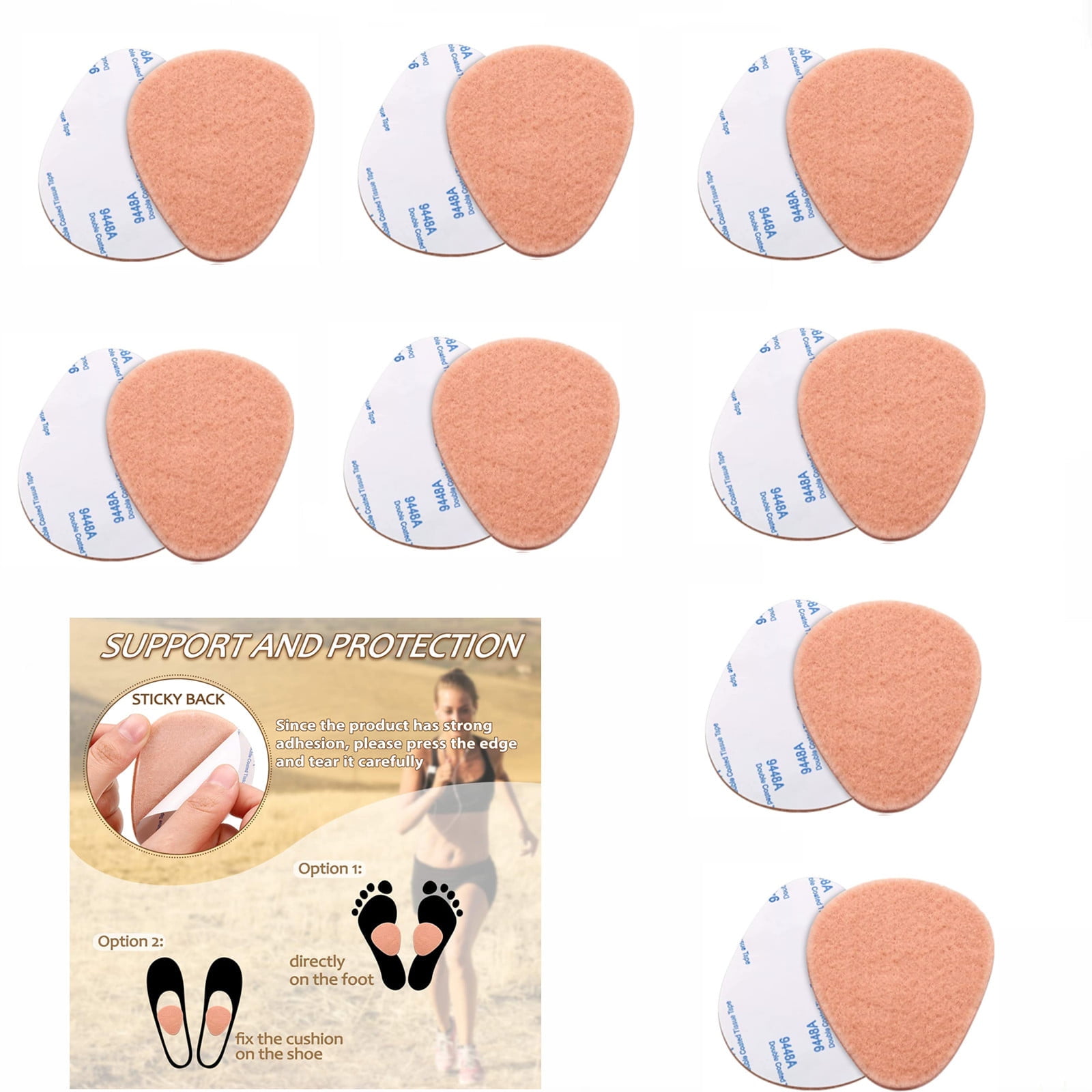 16 Pieces Metatarsal Felt Feet Pads Insert Pads Ball of Foot Cushion ...
