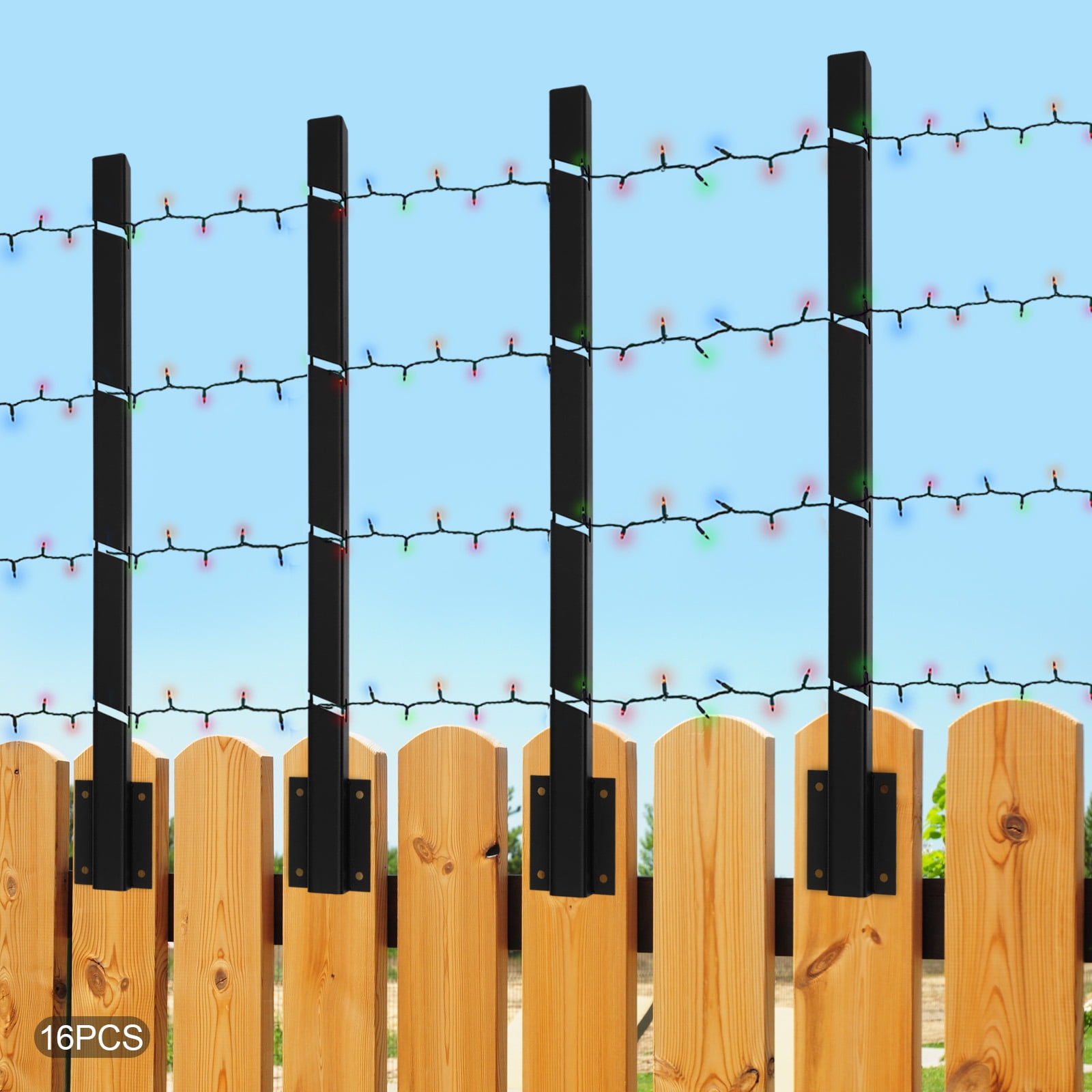 16 Pieces Of Black Steel 76cm Fence Extension Arm Rust-Proof ...