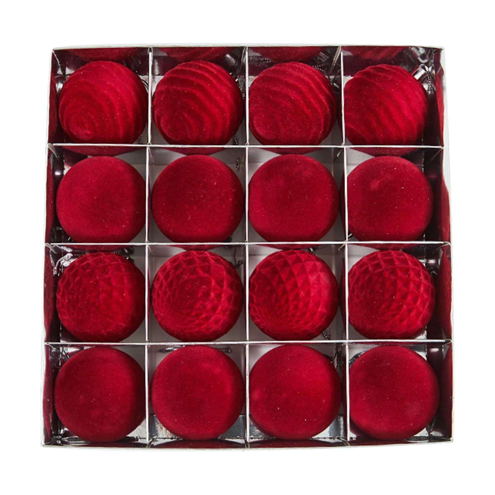 16 Pieces Of Velvet Christmas Ball Flocking Christmas Tree Ball ...