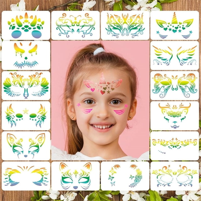 16 Pieces Party Paint Stencils,Halloween Mask Painting Templates ...