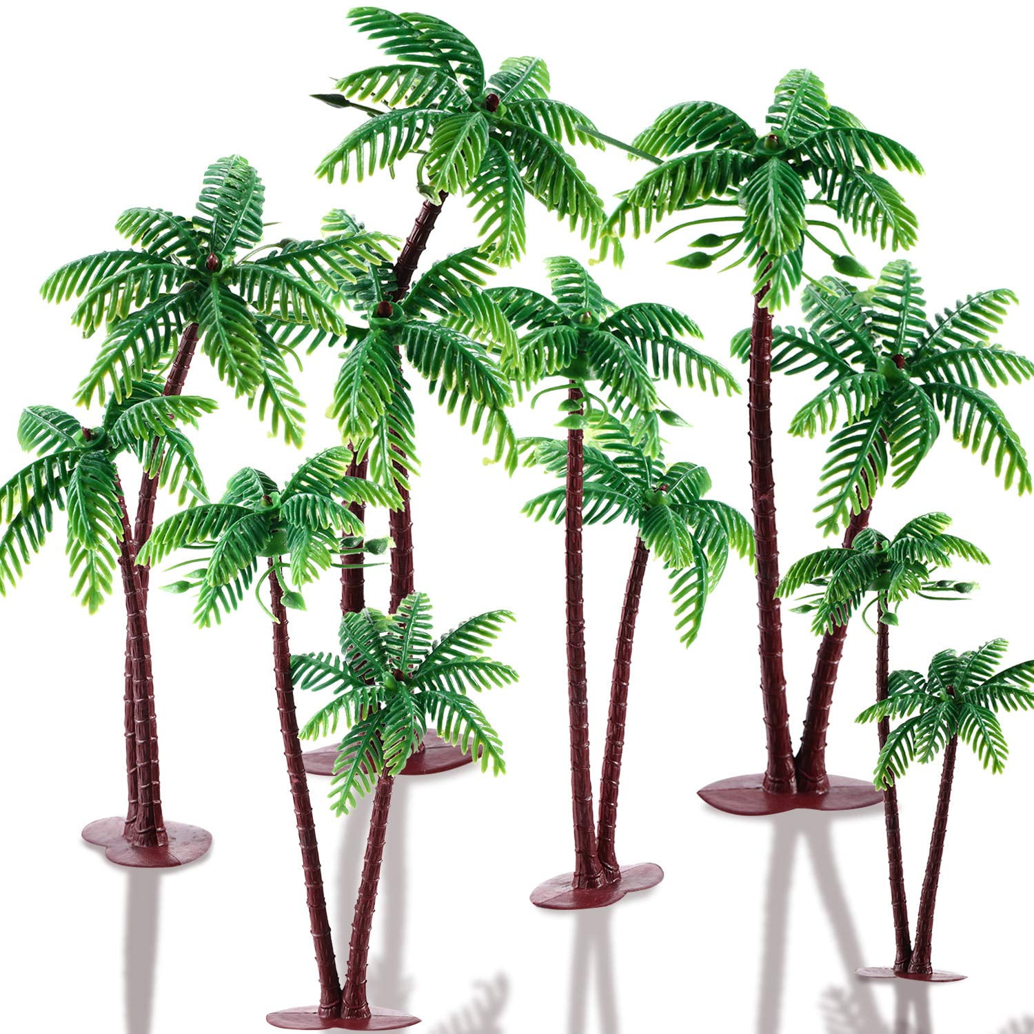 16 Pieces Plastic Green Palm Tree Coconuts Cupcake Topper Miniature ...