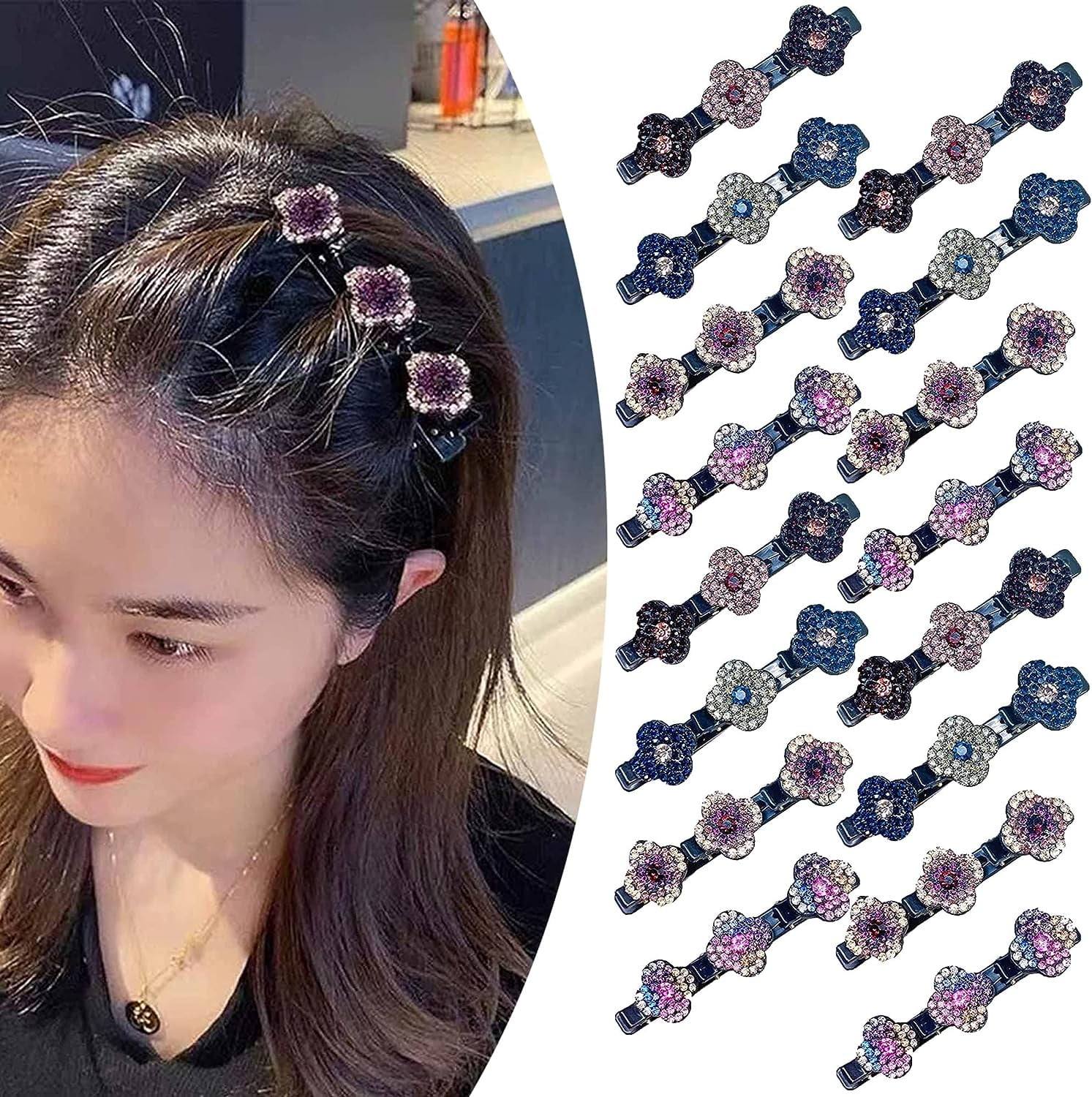 16 Pieces Satin Fabric Hair Ribbons, Duck Clip with Imitation Diamonds ...