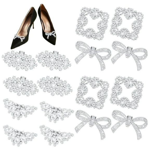 16 Pieces Shoe Clips Set, Sparkling Rhinestone and Pearl Shoe Buckles ...