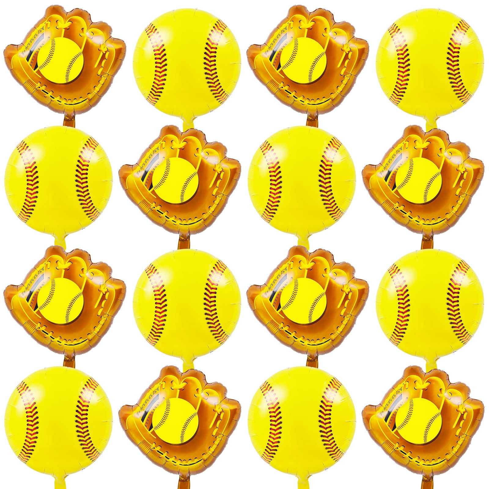 16 Pieces Softball Party Balloons 18 KKS1 Inch Ball 20 Inch Glove Foil ...