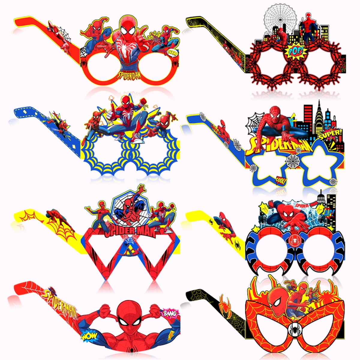 16 Pieces Spider-Man Paper Party Glasses, Mario Paper Glasses for ...