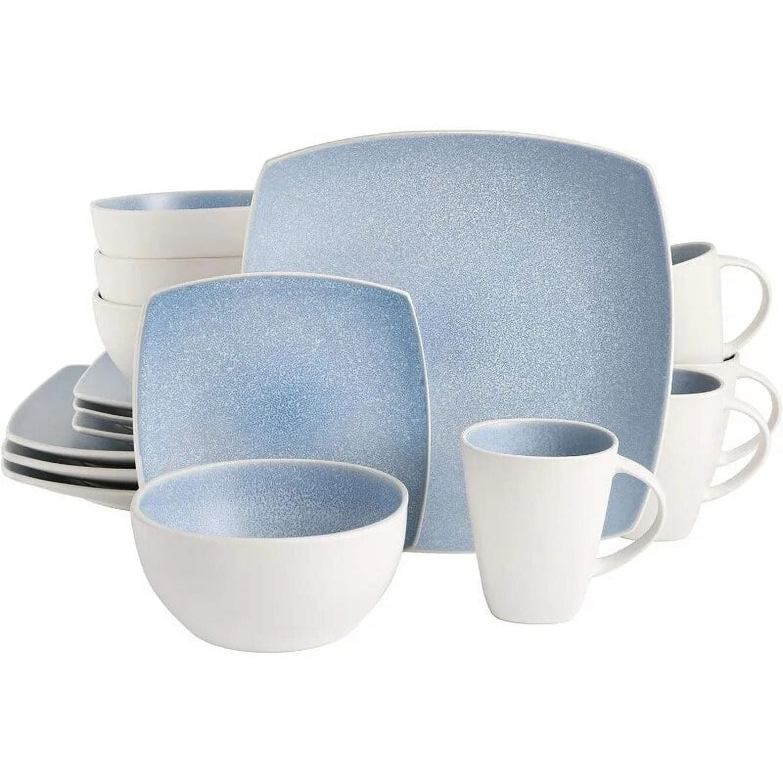 16 Pieces Square Stoneware Dinnerware Set - Service for 4 Stylish ...