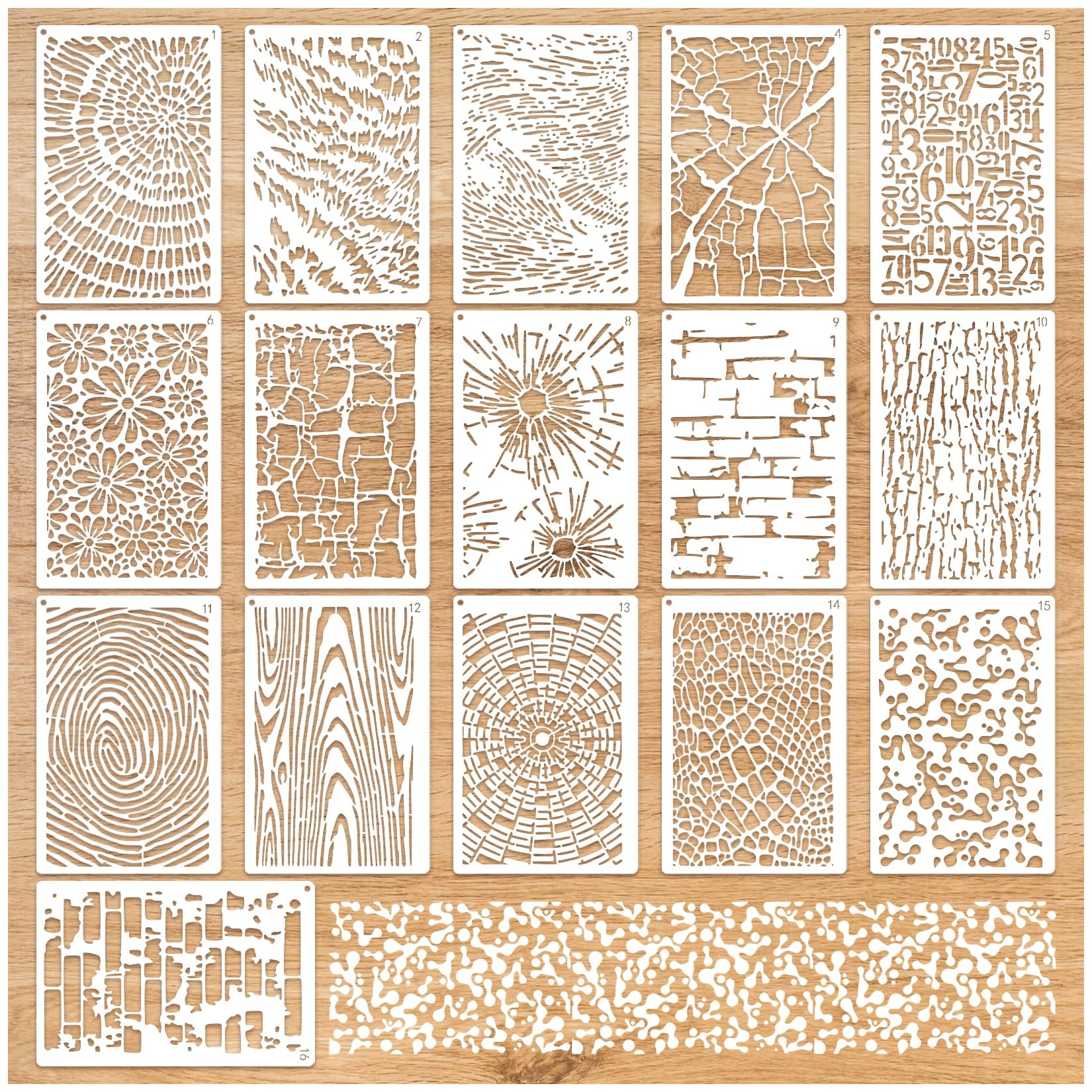 16 Pieces Stencils for Painting, Abstract AIS1 Texture Mixed Media Art ...