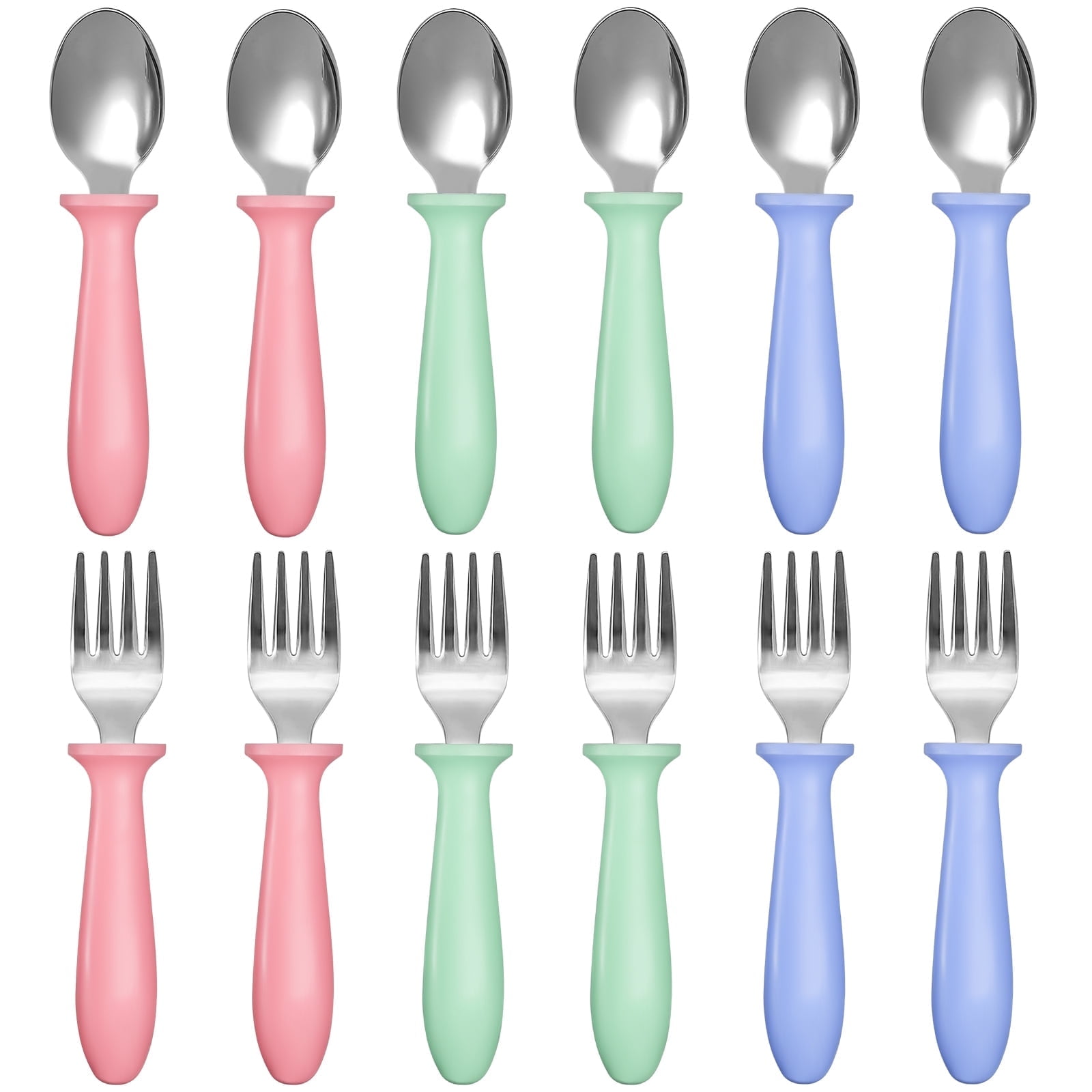 12 Pieces Toddler Utensils, Toddler Forks and Spoons, Kids Silverware ...