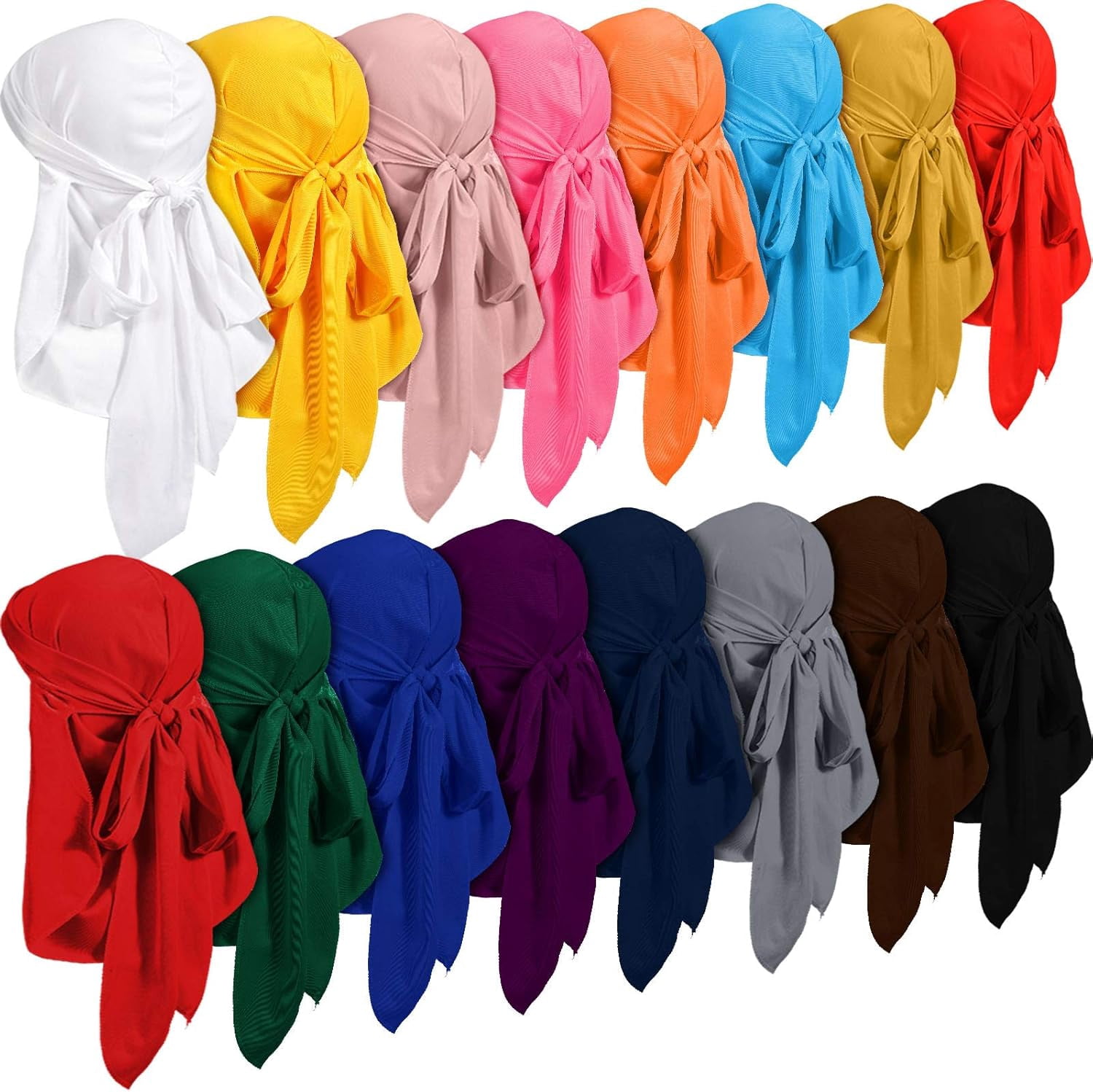16 Pieces Velvet Durags for Men Long Tail Durags Caps Wide Strap ...
