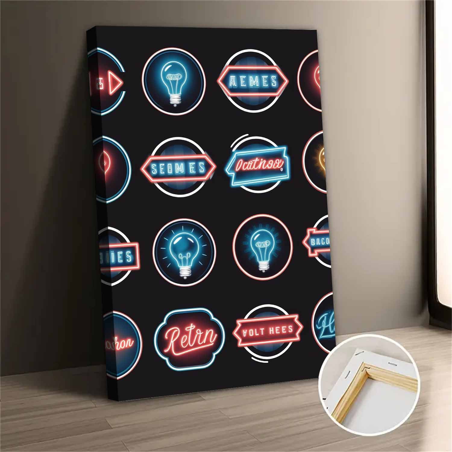 16 Pieces Vintage Neon Light Bulb Canvas Wall Art - Walmart.com
