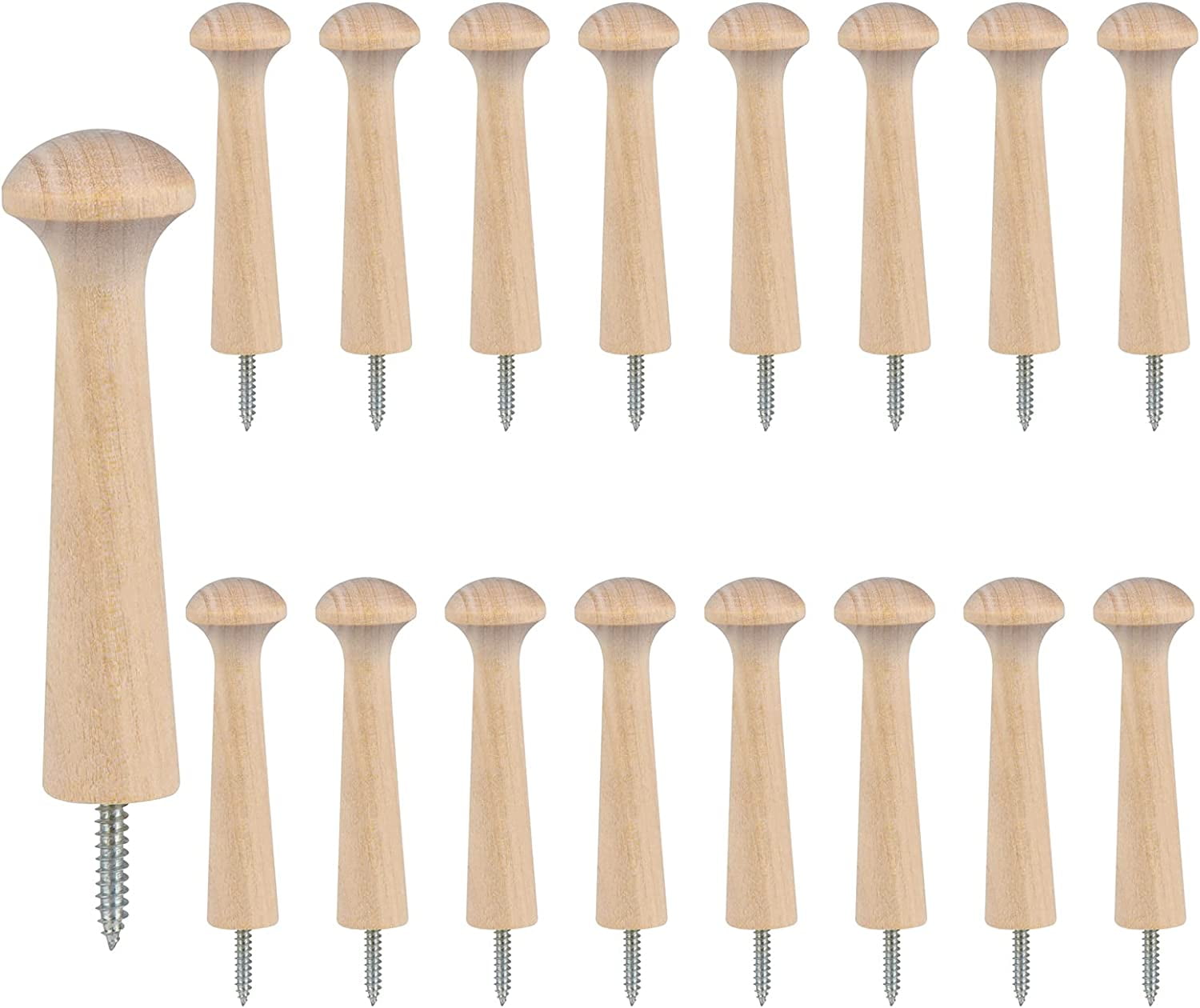 16 Pieces Wooden Shaker Peg Screw-on Shaker Pegs 2.9 Inch Solid ...