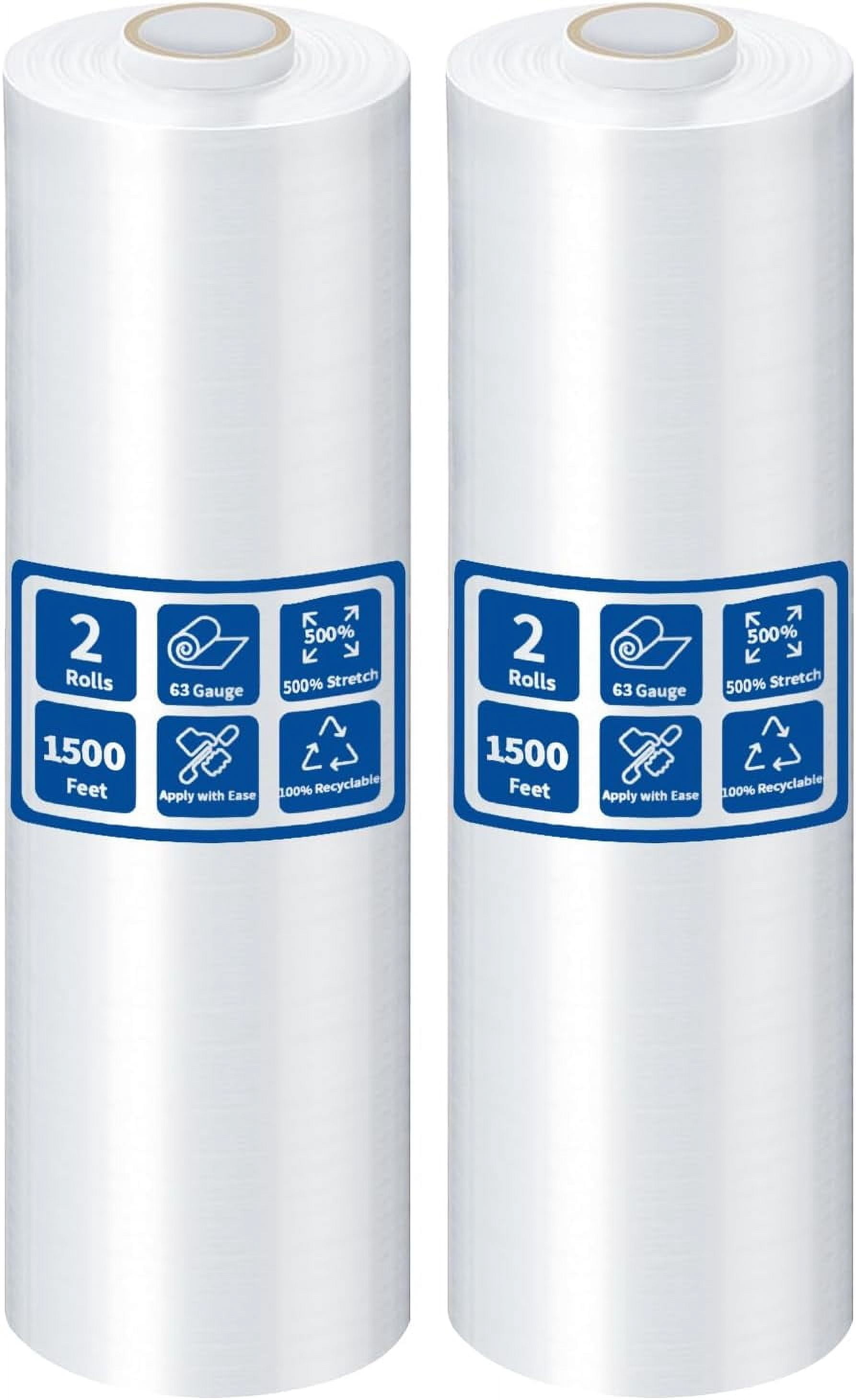 16" Plastic Wrap Stretch Film Roll, 1500 FT Industrial Strength Clear ...