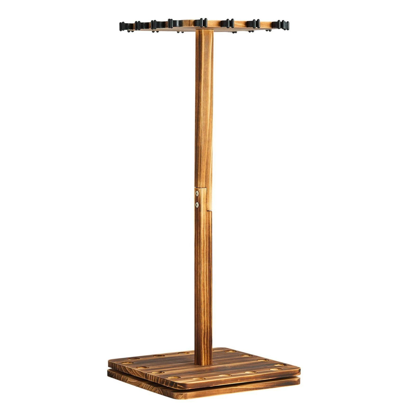 16 Pole Fishing Rod Holder Wood Rack, 360° Rotate Floor Stand for ...