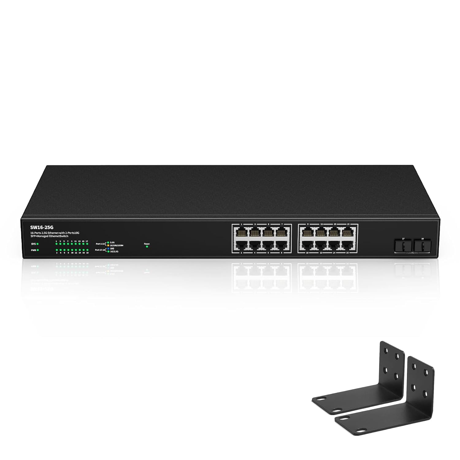 16 Port 2.5Gb Web Managed Ethernet Network Switch with 16 x 2.5G Base-T ...