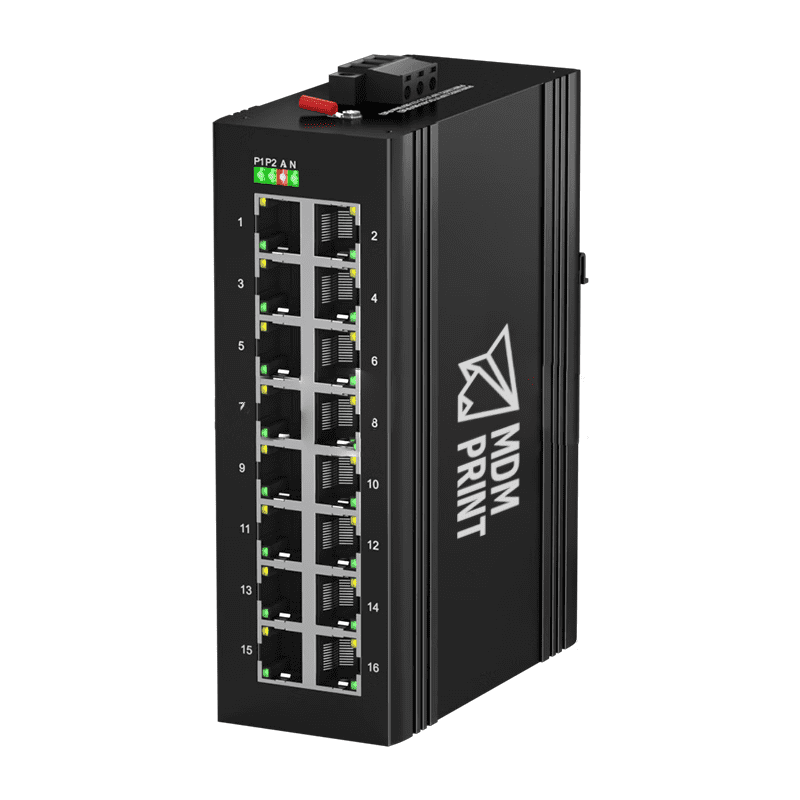 16 Port Industrial Gigabit Switch, Ethernet DIN-Rail Hardened Switch Unmanaged, IP40, Operating ...