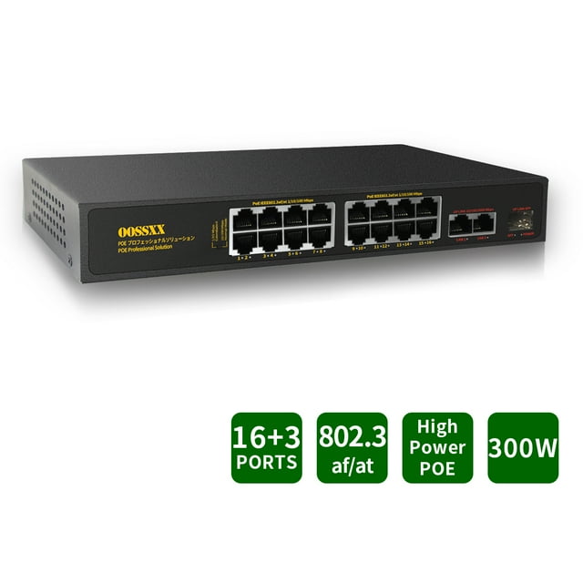 16 Port POE Switch, Unmanaged Outdoor Computer Network Passthrough ...