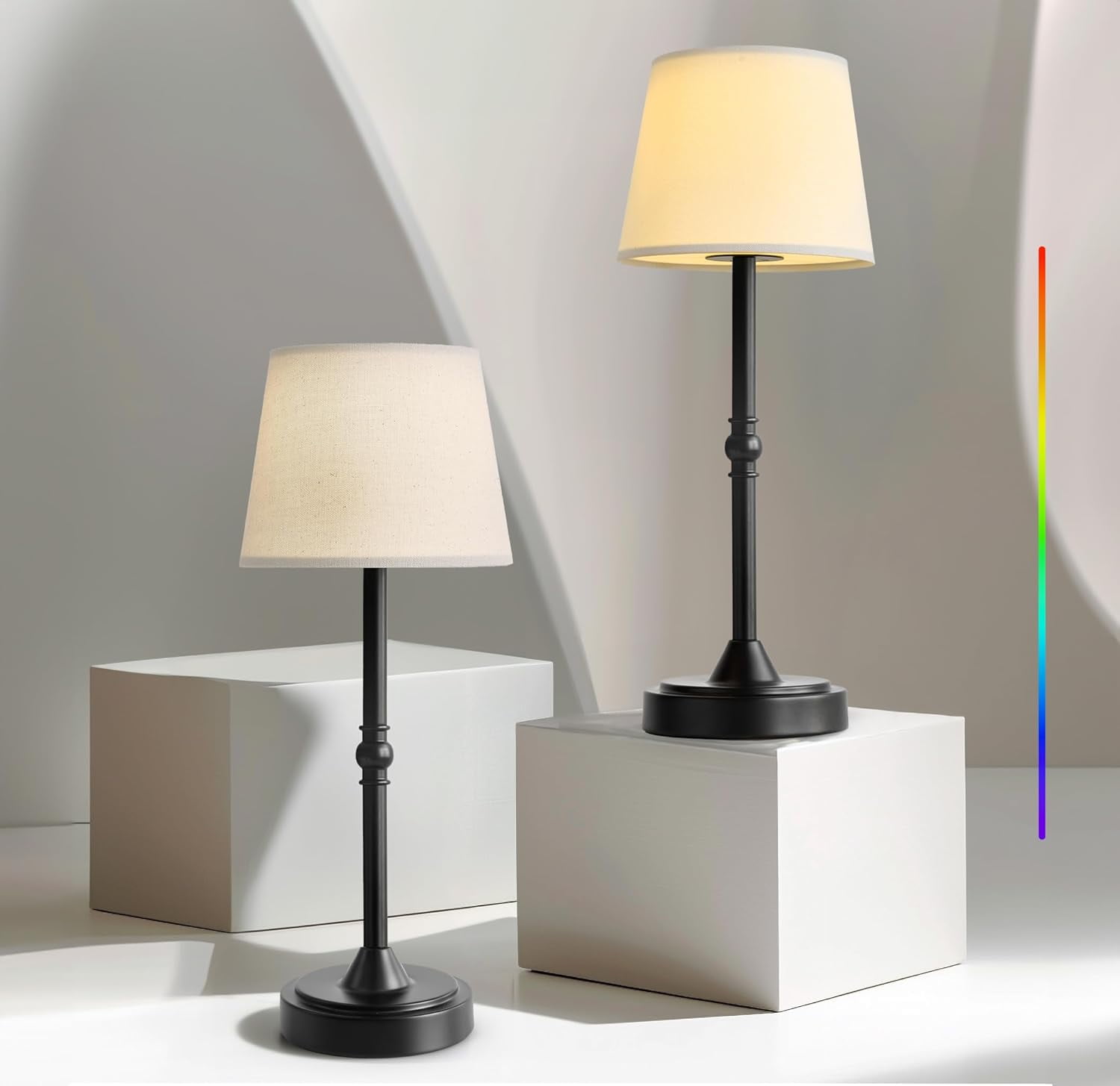 16" Portable Cordless LED Table Lamp, Rechargeable Battery Powered Lamp ...