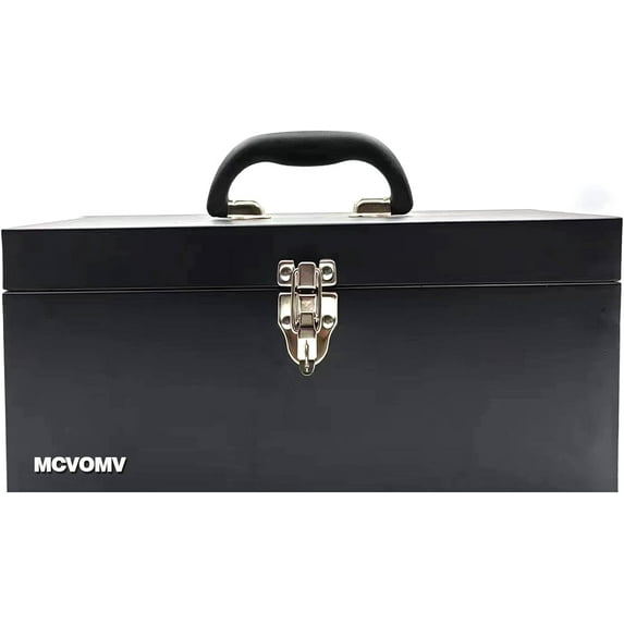 16" Portable Metal Toolbox Large Tool Box 18-Gauge Fishing Tackle Box ...