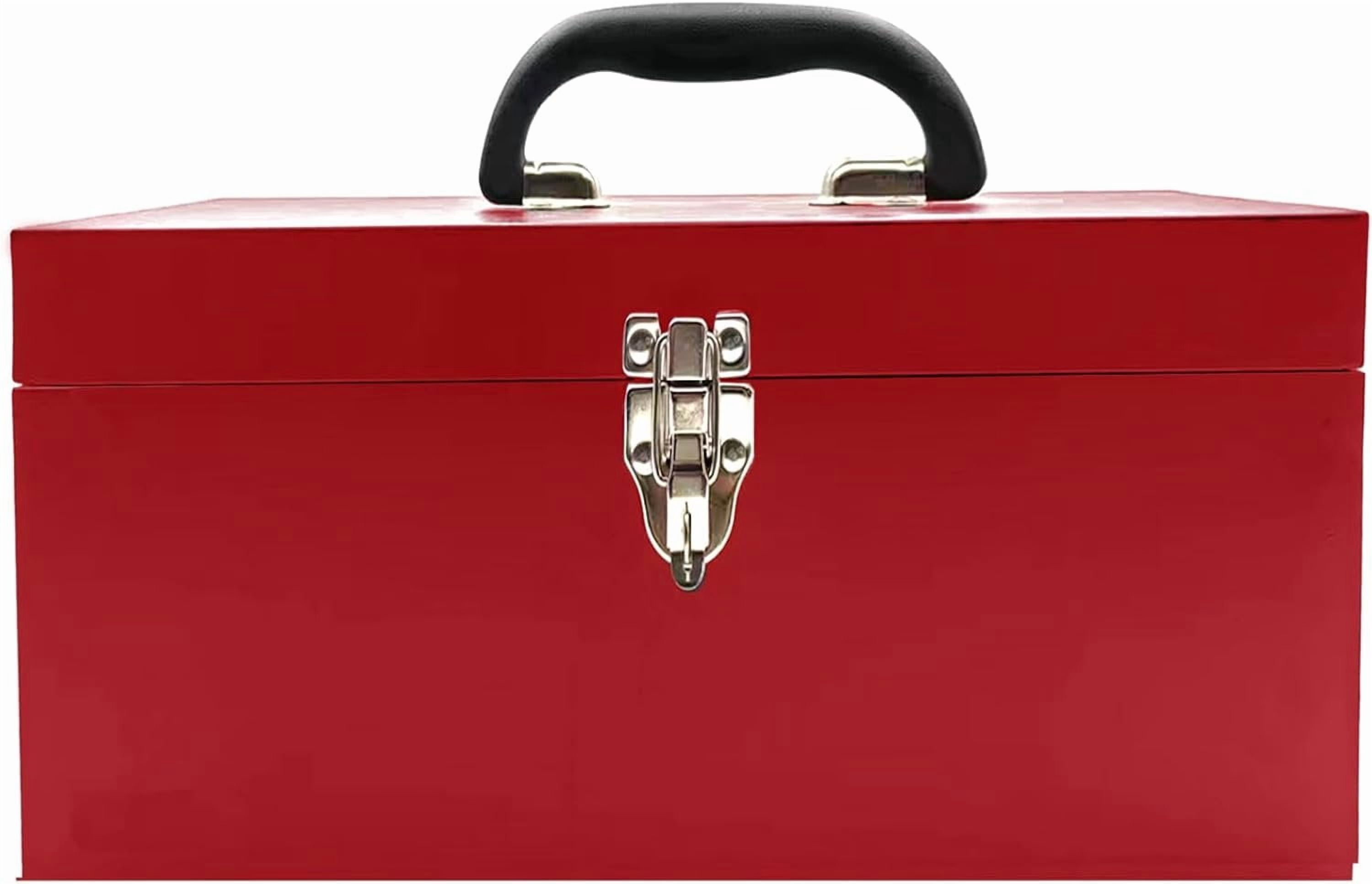 16" Portable Steel Heavy-duty Large Tool Box 18-Gauge Fishing Tackle ...