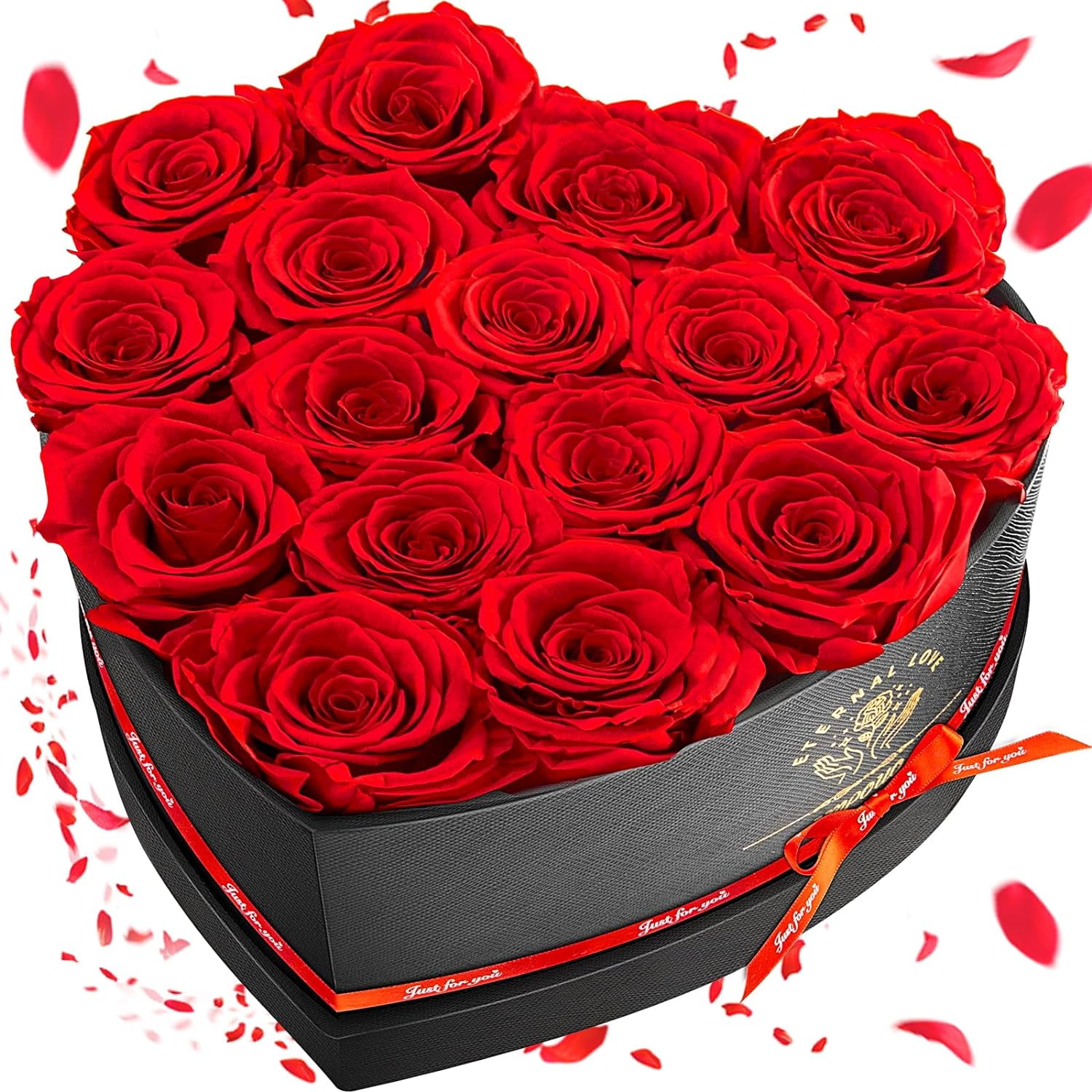 16 Preserved Flower, Fresh Forever Roses in Heart Shape Box, Eternal ...