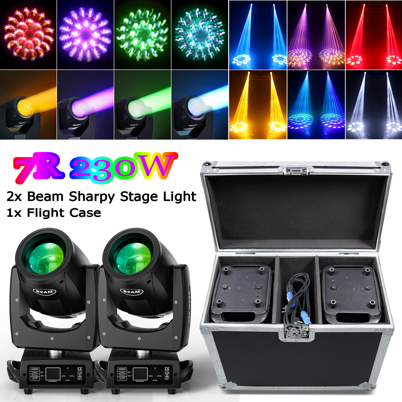 16 Prism Moving Head DJ Lights 2pcs 7R 230W Stage Lights with ...