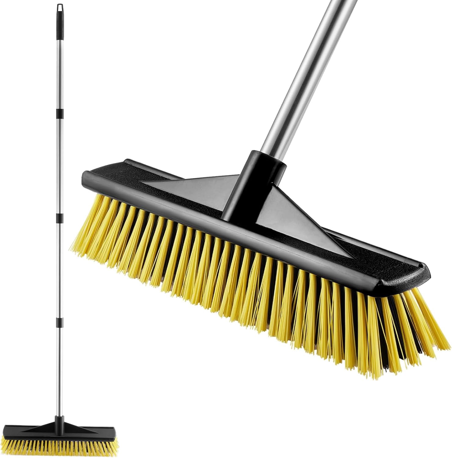 16" Push Broom for Outdoor Heavy Duty, Push Brooms with 59" Adjustable ...