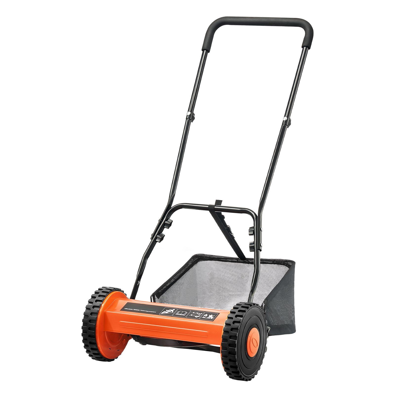 16" Push Reel Lawn Mower, 5-Blade Manual Grass Mower, Adjustable Height ...