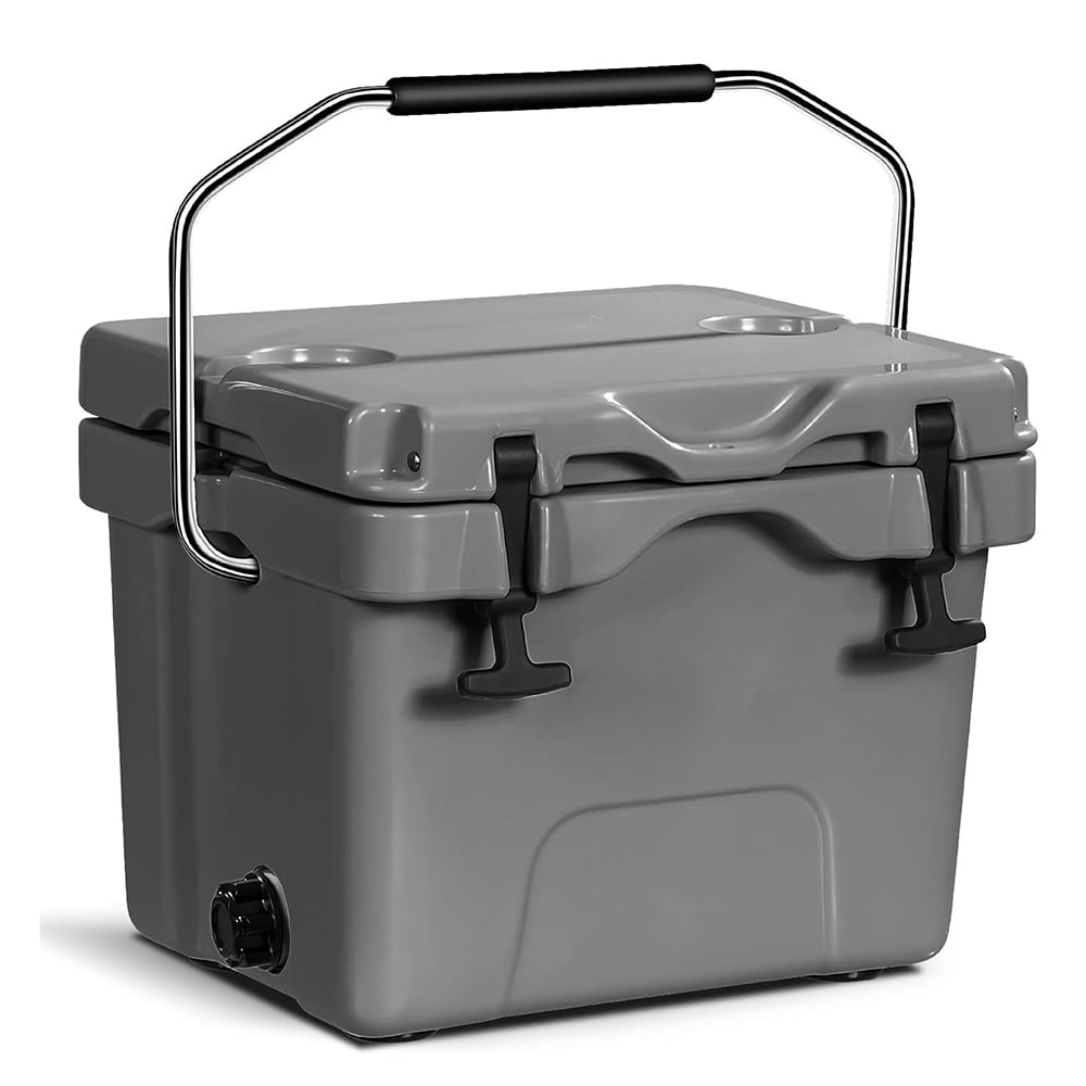 16 Quart Cooler, 24 Can Insulated Ice Chest Box with Stainless Steel ...